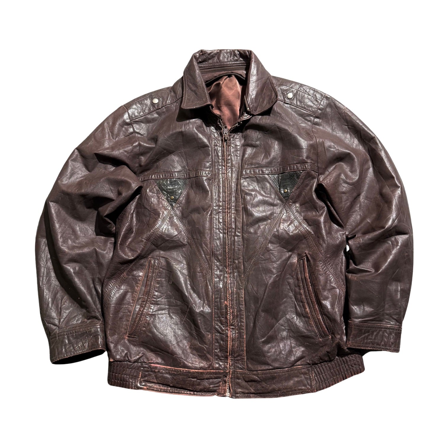BROWN VINTAGE LEATHER JACKET – 3IFTS Thrift India